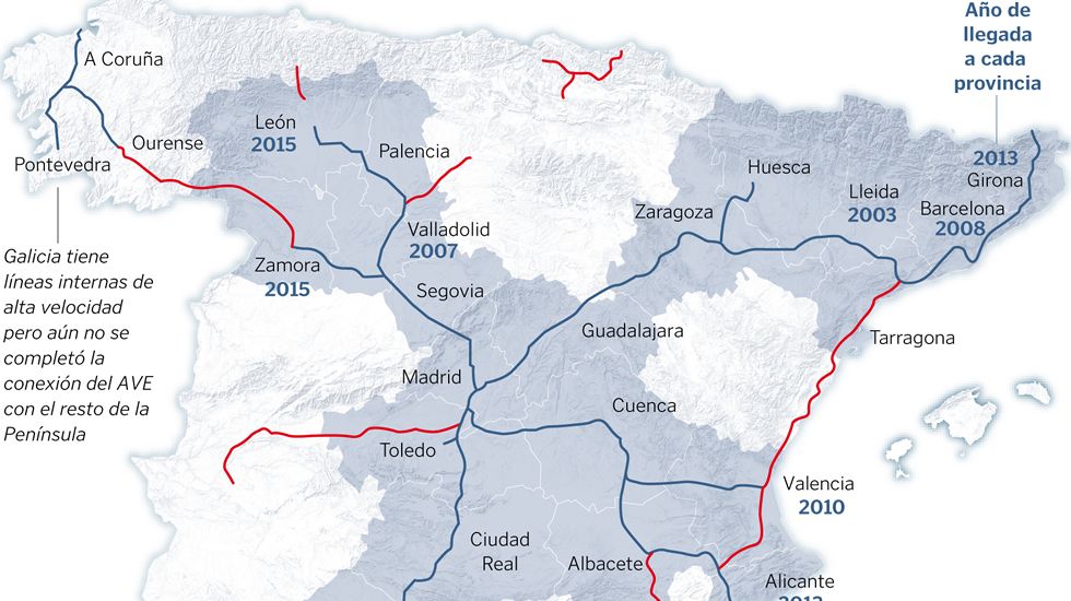 Galicia espera al 2019 para tener el AVE que disfrutan ya el 61 % de ...